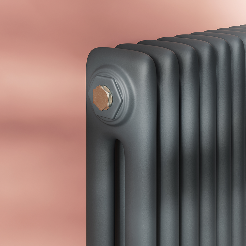 Keswick 600 x 1010mm Cast Iron Style Traditional 2 Column Anthracite ...