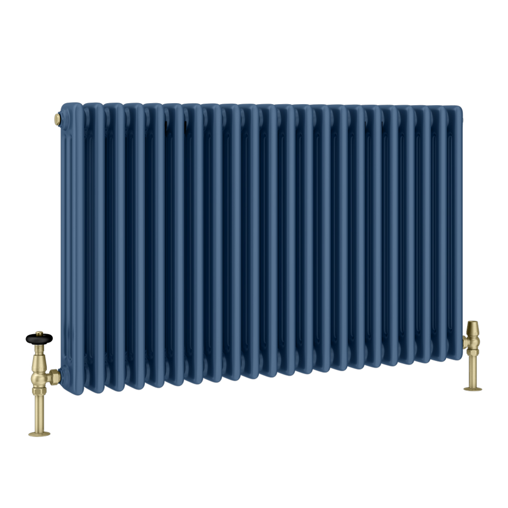 Keswick Cast Iron Style Traditional 3 Column Regal Blue Radiator (600 x ...
