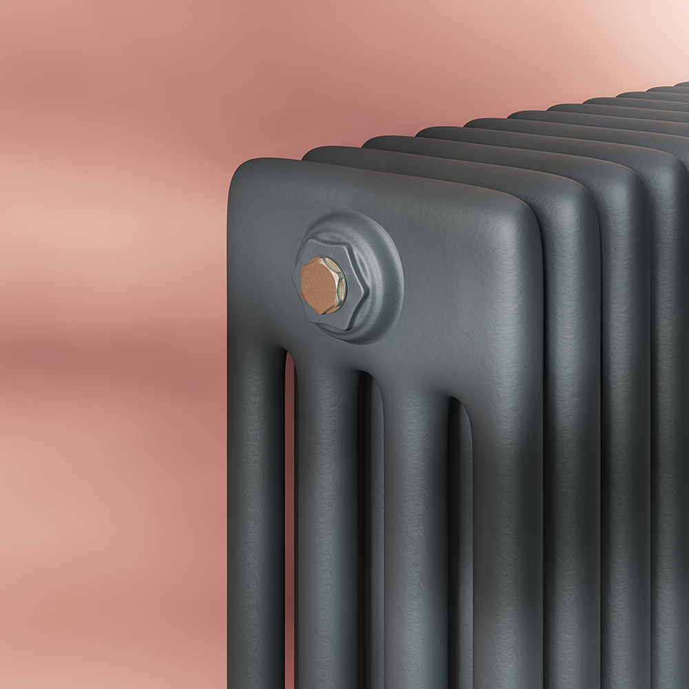 Keswick 600 x 1010mm Cast Iron Style Traditional 4 Column Anthracite ...