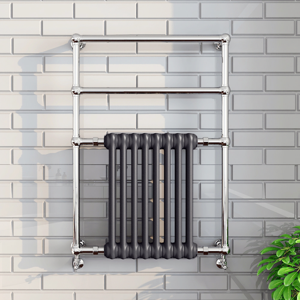 Keswick Anthracite Traditional Wall Hung Towel Rail Radiator (825 x ...
