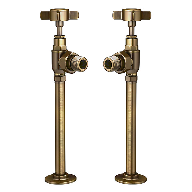 Chatsworth Antique Brass Angled Traditional Radiator Valves | Victorian ...