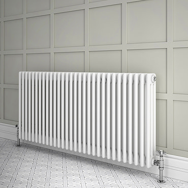 Keswick 600 x 1355mm Cast Iron Style Traditional 3 Column White ...