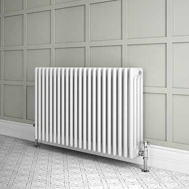 Keswick 600 x 1010mm Cast Iron Style Traditional 4 Column White ...