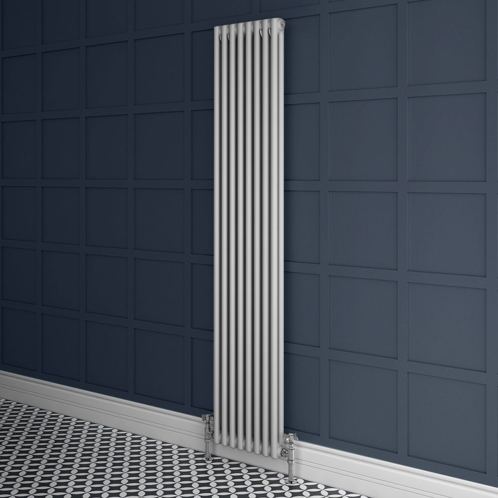Keswick Grey 1800 x 380mm Cast Iron Style Traditional 2 Column Radiator ...