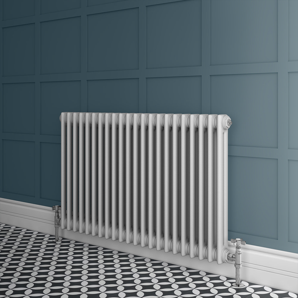 Keswick Grey 600 x 1010mm Cast Iron Style Traditional 2 Column Radiator ...
