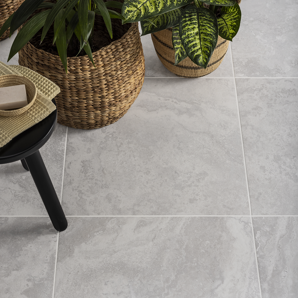 Kolyma Perla Grey Stone Effect Wall and Floor Tiles - 600 x 600mm