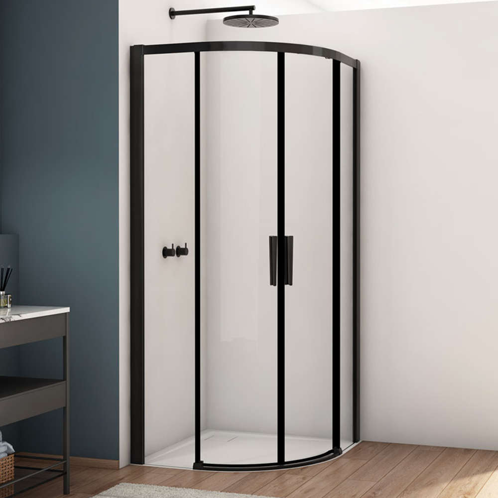 Kudos Divera Matt Black Quadrant Double Sliding Door Enclosure