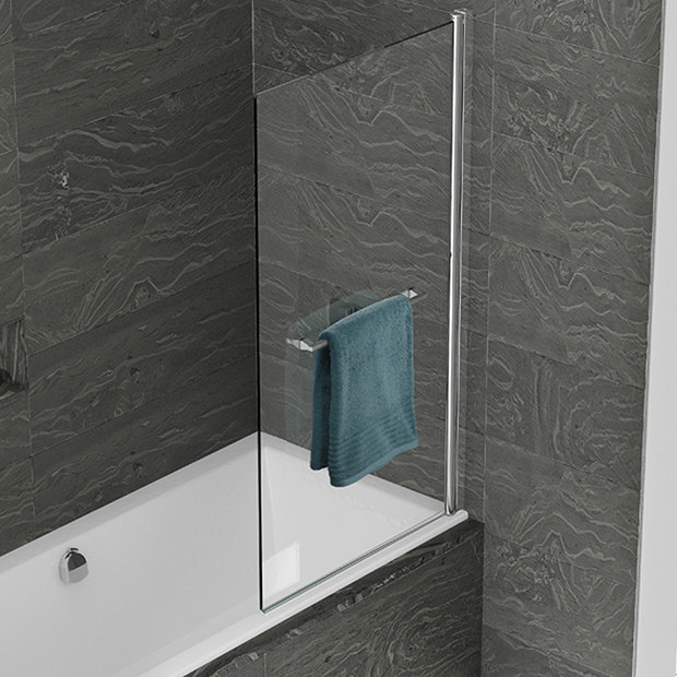 KUDOS Inspire 6mm Single Panel Bath Screen with Towel Rail