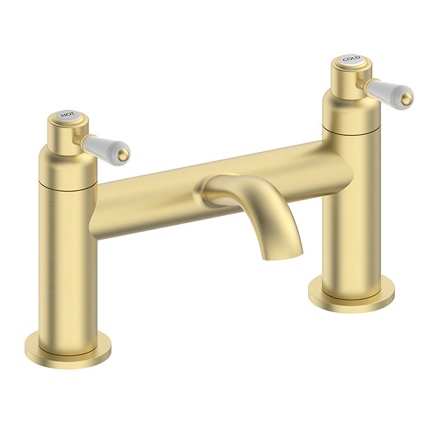 Lancaster Traditional Brushed Brass Lever Bath Filler Tap | Victorian ...