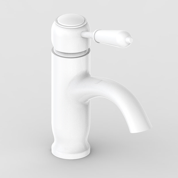 Lancaster Traditional Matt White Single Lever Mono Basin Mixer Tap ...