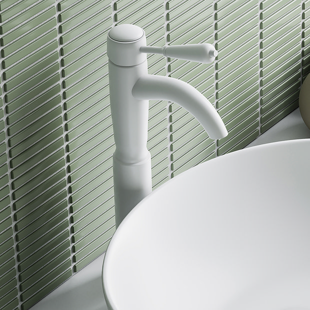 Lancaster Traditional Matt White Tall Mono Basin Mixer Tap | Victorian ...
