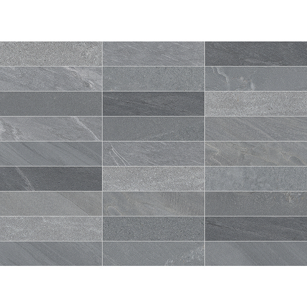 Lita Dark Grey Stone Effect Wall and Floor Tiles - 70 x 280mm