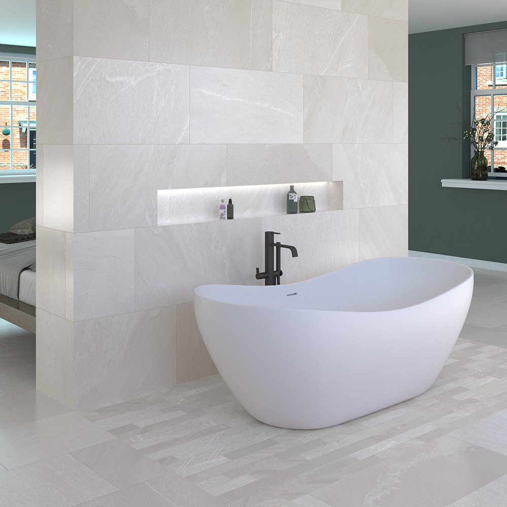 Lita Ivory Stone Effect Wall and Floor Tiles - 450 x 900mm