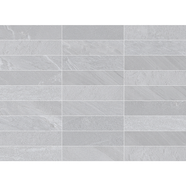 Lita Light Grey Stone Effect Wall and Floor Tiles - 70 x 280mm