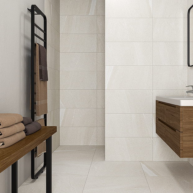 Lucille Beige Stone Effect Wall and Floor Tiles - 608 x 608mm