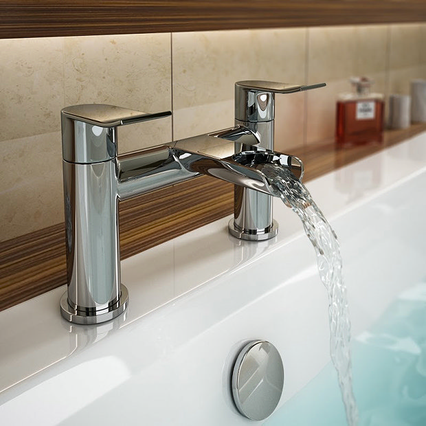 Luna Waterfall Bath Filler - Chrome at Victorian Plumbing UK