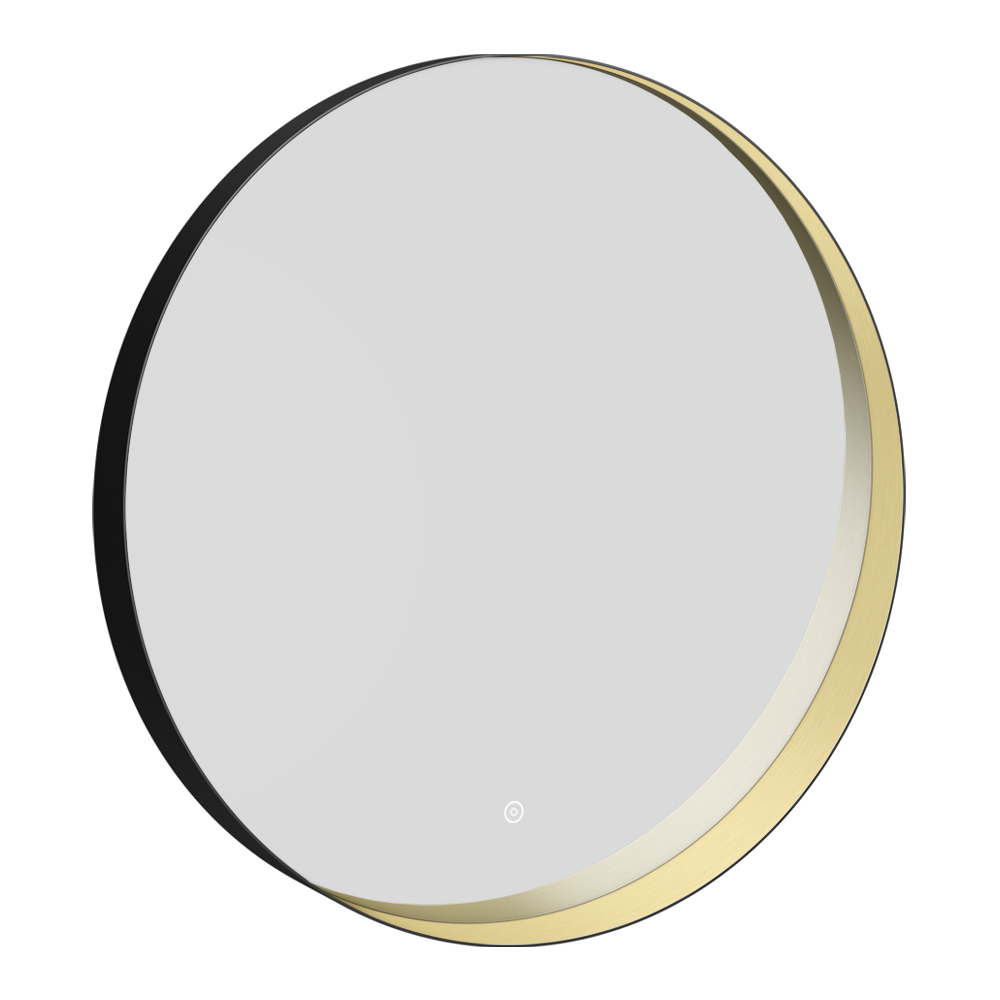 Luna Matt Black & Brushed Brass 800mm Circular LED Backlit Mirror with ...
