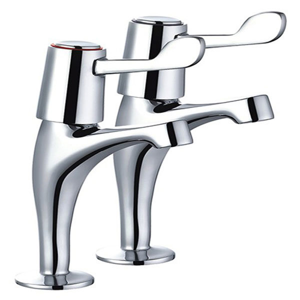 Mayfair Alpha High Neck Lever Pillar Taps - KIT129 at Victorian Plumbing UK