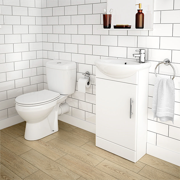 Melbourne Close Coupled Toilet with 420mm Cabinet and Basin Set at ...