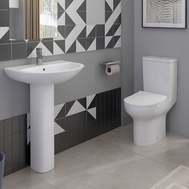 Metro Compact Rimless Close Coupled Modern Toilet with Soft Close Seat