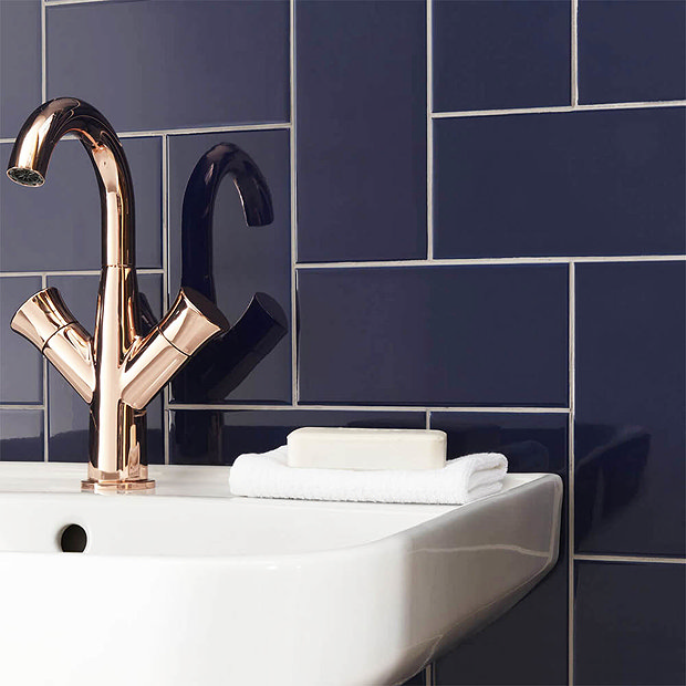 Navy Metro Flat Tiles: Buy metro flat gloss navy tiles | Victorian Plumbing