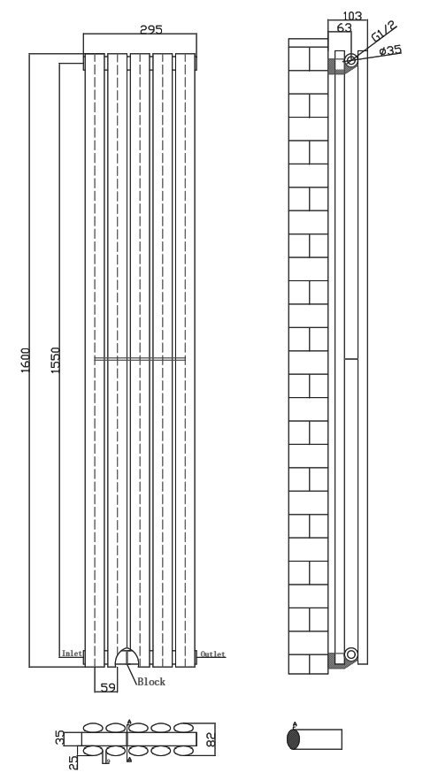 Metro H1600 x W295mm Anthracite Electric Only Double Panel Radiator ...