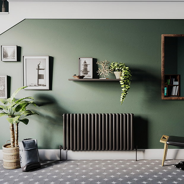 Metro Horizontal Radiator - Matt Black - Double Panel (600mm High ...