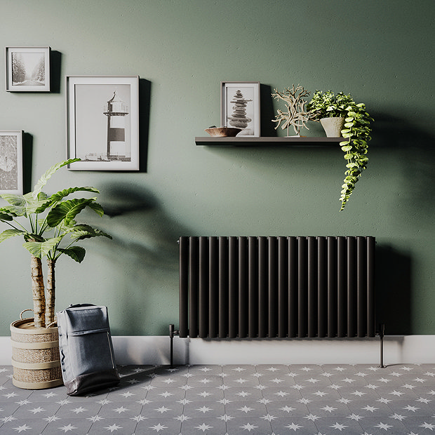 Metro Horizontal Radiator - Matt Black - Double Panel (600mm High ...
