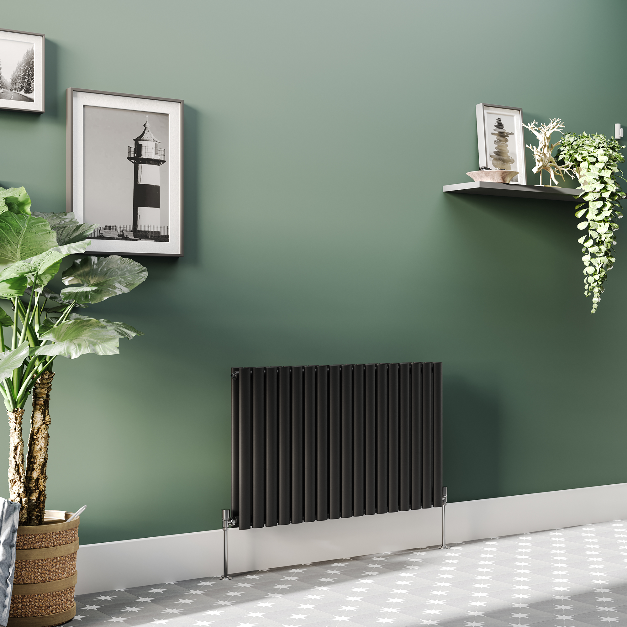 Metro Horizontal Radiator - Matt Black - Double Panel (600mm High ...