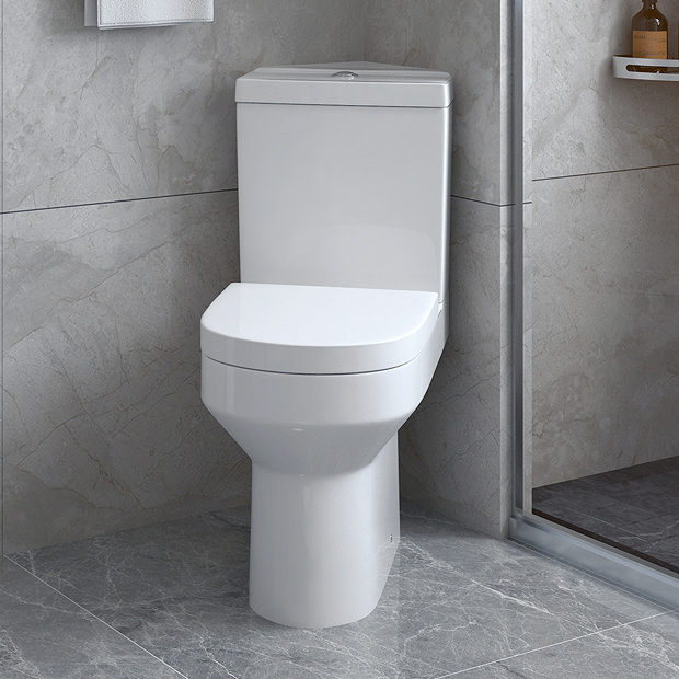 Metro Modern Close Coupled Corner Toilet incl. Wrap Over Soft Close ...