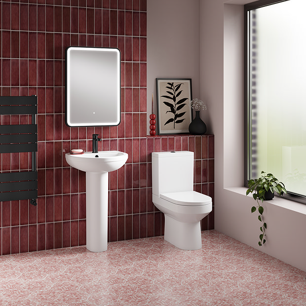 Metro Rimless Close Coupled Toilet with Soft Close Seat (Matt Black ...
