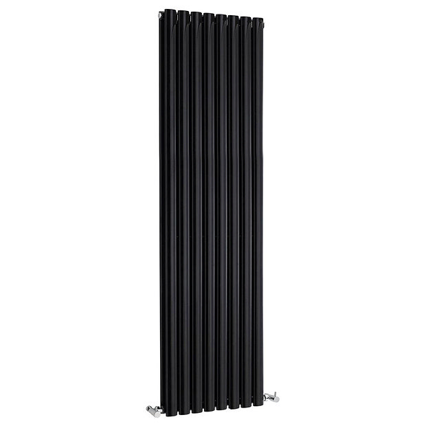 Black Vertical Radiator - Double Panel | Victorian Plumbing