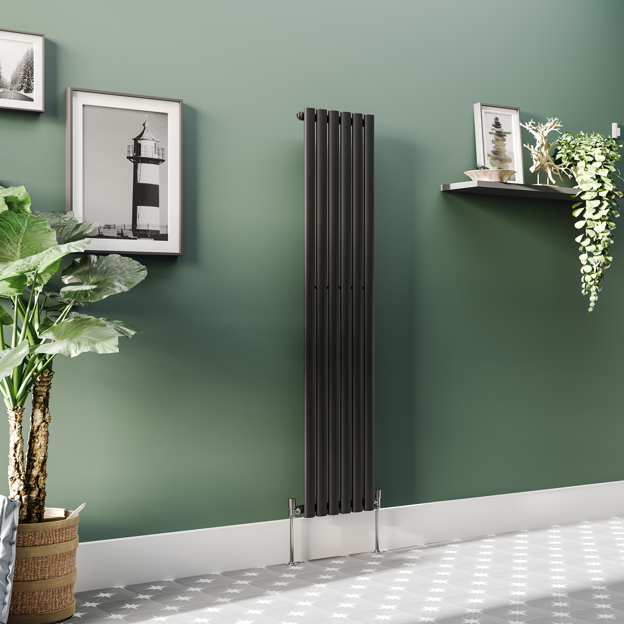 Metro Vertical Radiator - Matt Black - Single Panel (1600mm High) 354mm ...