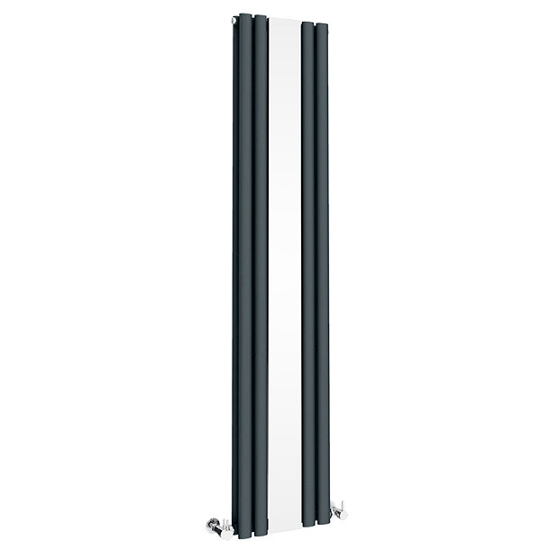 Metro Vertical Radiator With Mirror | Anthracite | Victorian Plumbing