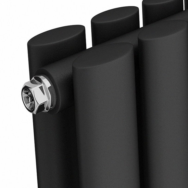 Metro Vertical Radiator with Mirror - Matt Black - Double Panel (H1800 ...