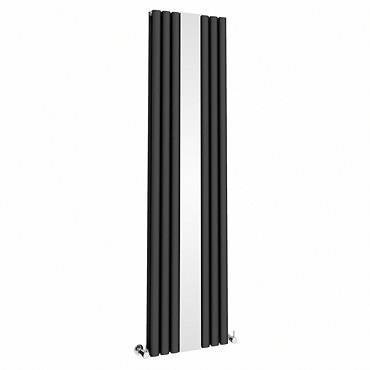Metro Vertical Radiator with Mirror - Matt Black - Double Panel (H1800 ...