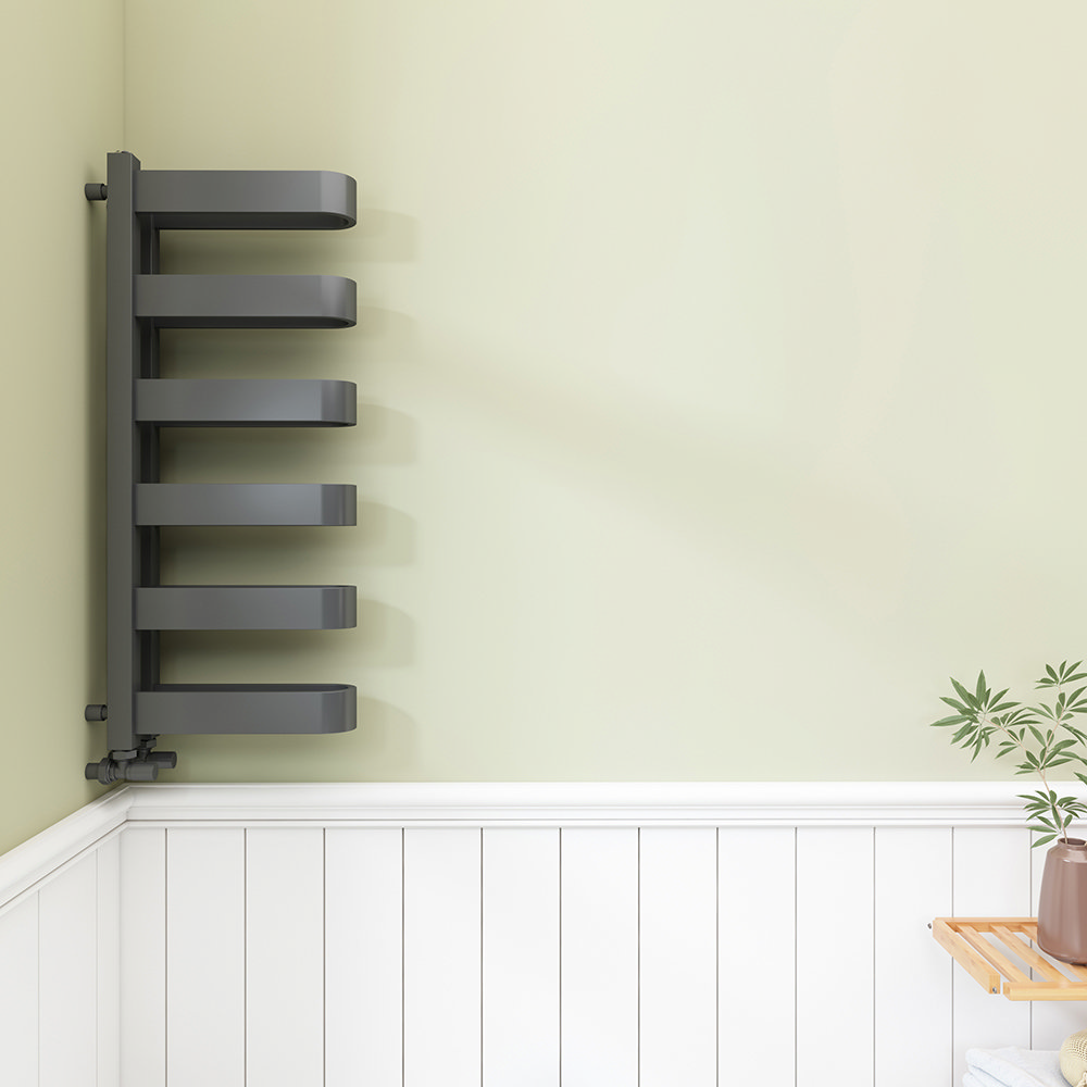 Milan Anthracite U-Shaped Heated Towel Rail - 850 x 300mm | Victorian ...