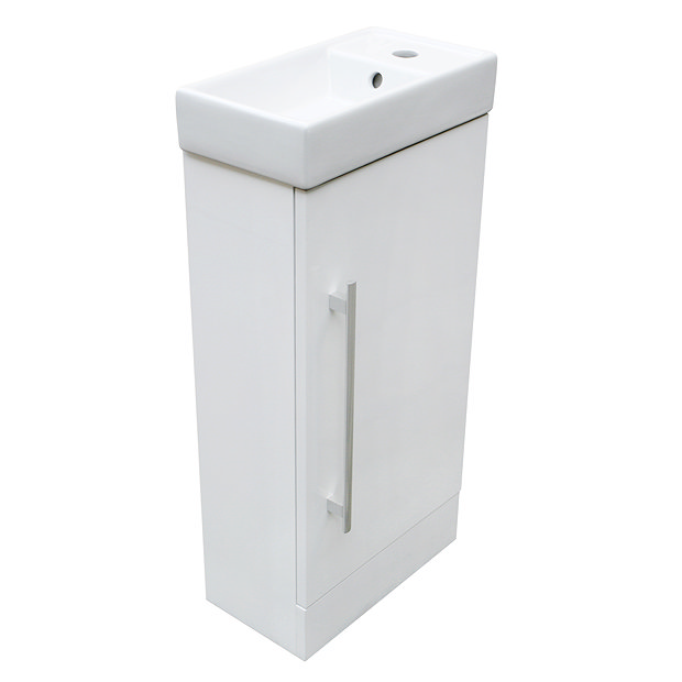 Milan Small Floor Standing PVC Vanity Basin Unit Gloss White (W400 x ...