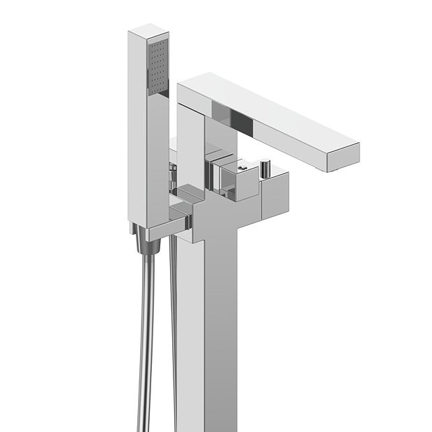 Milan Square Thermostatic Floor Mounted Freestanding Bath Shower Mixer ...