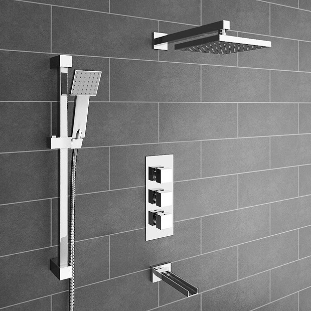 Milan Triple Square Concealed Thermostatic Shower Valve with Diverter ...