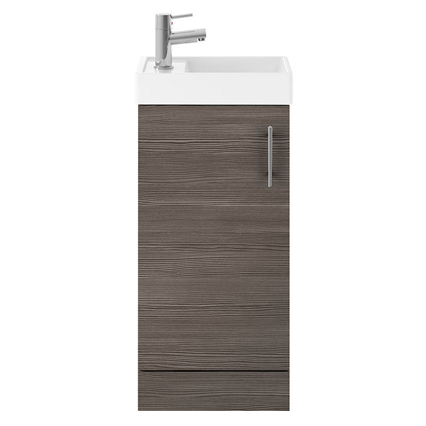 Milan W400 x D222mm Grey Avola Effect Compact Floor Standing Basin Unit ...