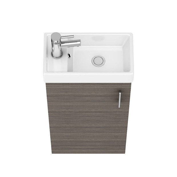Milan W400 x D222mm Grey Avola Effect Compact Floor Standing Basin Unit ...