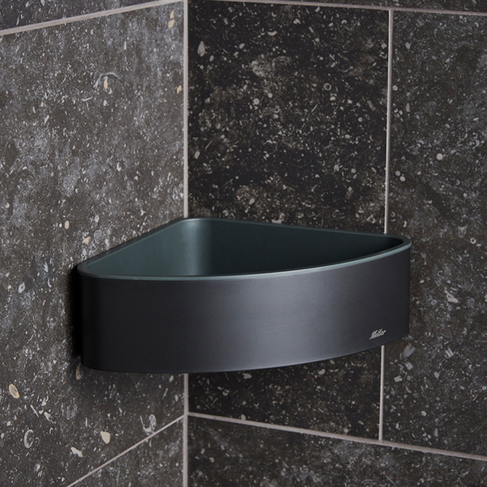 Miller Corner Shower Tidy with Removable Tray - Matt Black