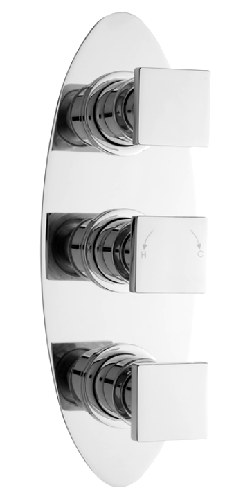Milo Concealed Thermostatic Triple Shower Valve with Oval Plate at ...