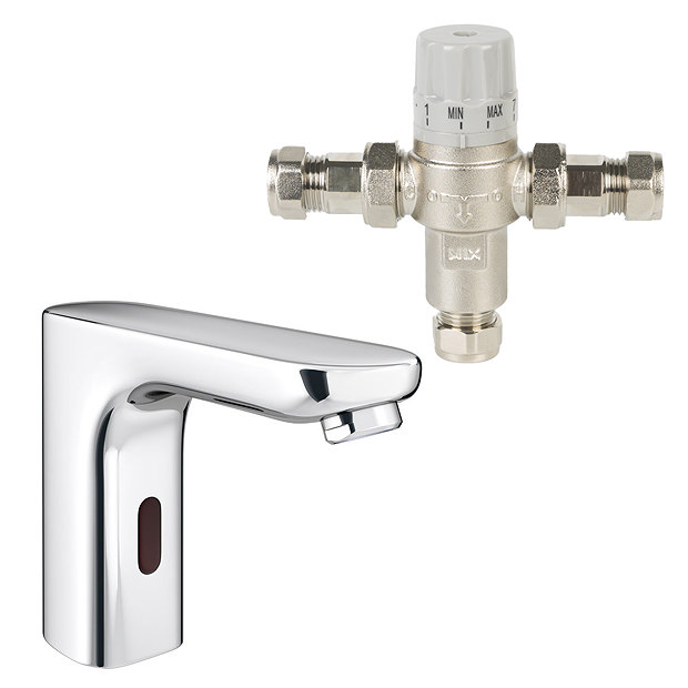 Milton Chrome Angled Sensor Mixer Tap (Thermostatic Mixing Valve TMV2+3 ...