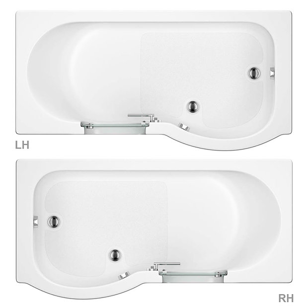 Milton Luxury Walk In 1675mm P Shaped Bath inc. Screen, Front + End Panels