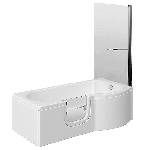 Milton Luxury Walk In 1675mm P Shaped Bath inc. Screen, Front + End Panels