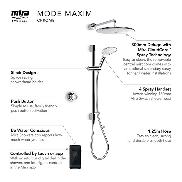 Mira Mode Maxim Rear Fed Digital Shower - High Pressure