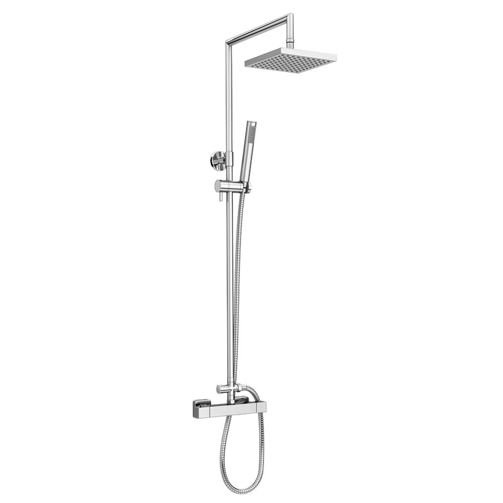 Moda Square Thermostatic Shower with Tiamo Rigid Riser Kit | Victorian ...