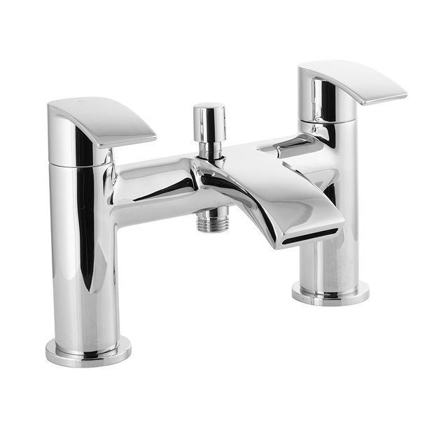 Modern Curved Bath Shower Mixer with Shower Kit - Chrome